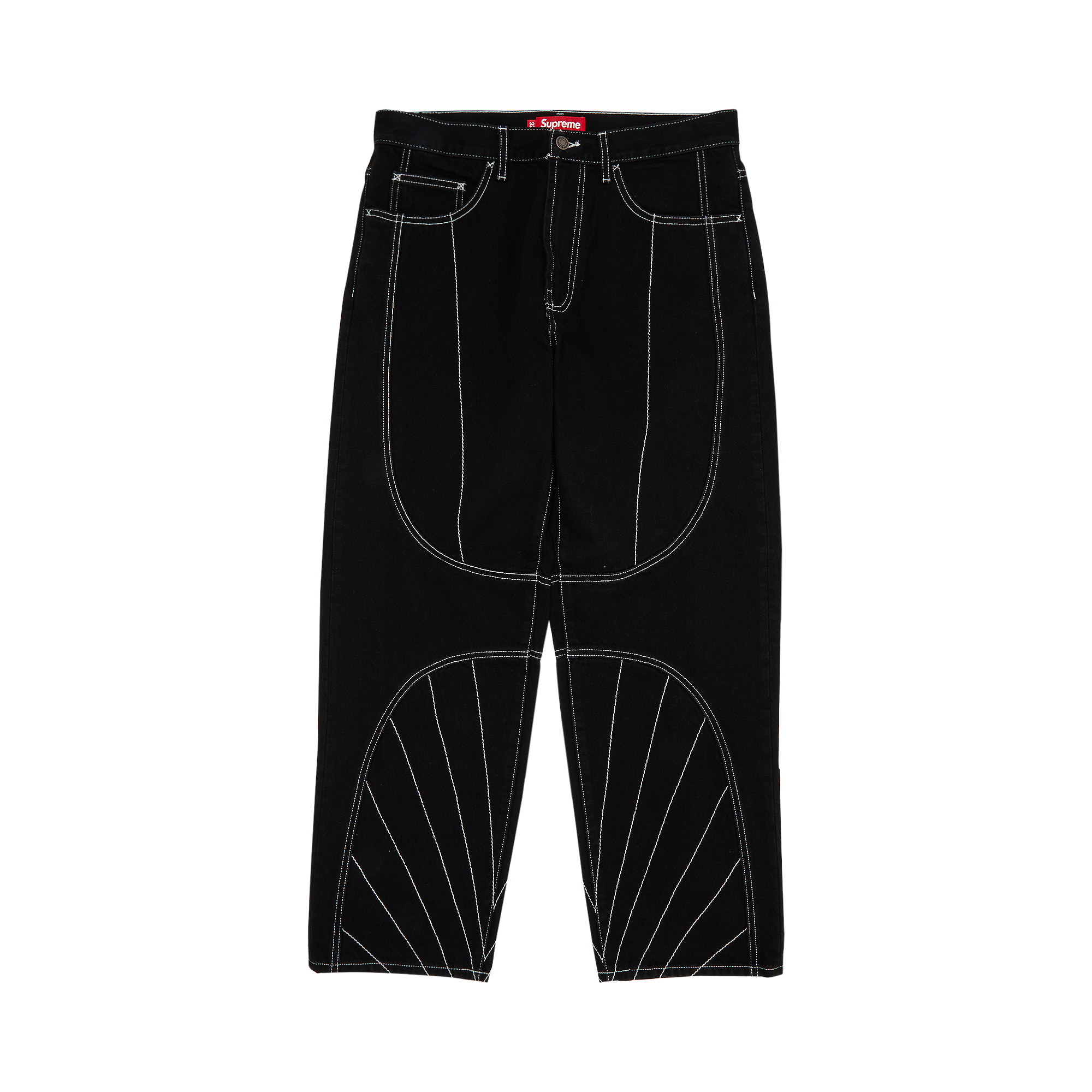 Supreme Radial Embroidered Loose Fit Jeans - Black | Editorialist