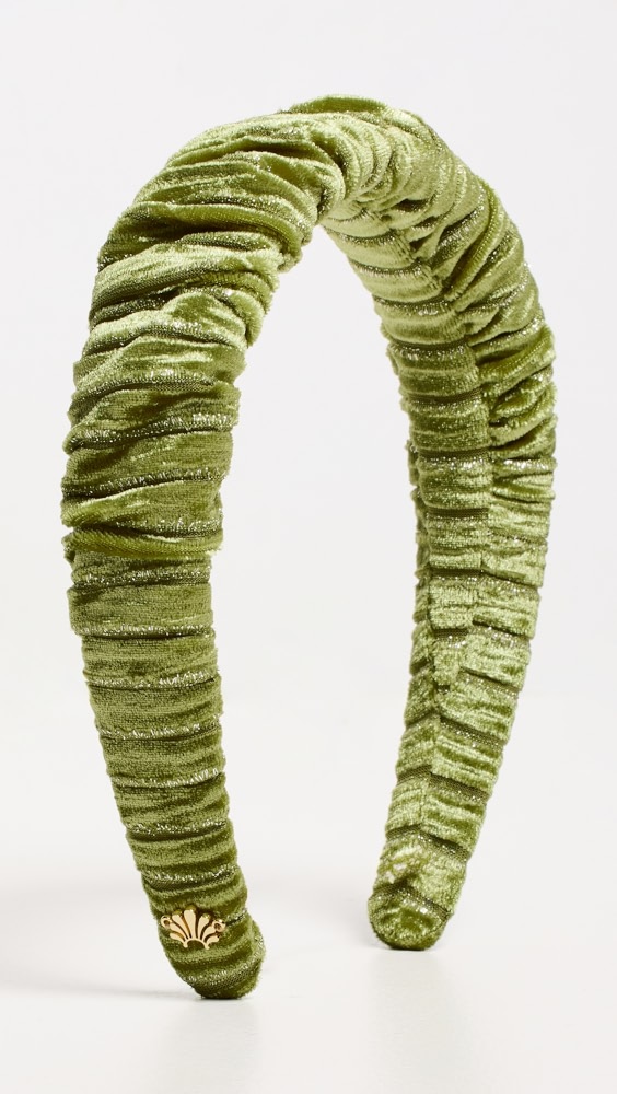 Lele Sadoughi Chartreuse Velvet Crystal Knotted Headband Lele Sadoughi Velvet Kelly Headband - Chartreuse – Batik Chicago main image 4