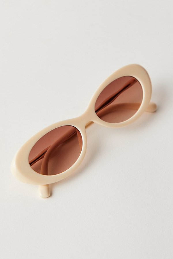 Free People Brown Slim Oval Retro Boho Women’s Sunglasses Giant Vintage Global Boho Oval Sunglasses | Free People main image 3