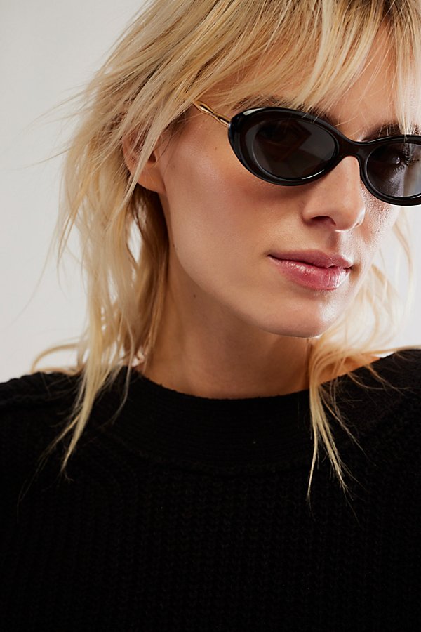 Free People Brown Slim Oval Retro Boho Women’s Sunglasses Free People Ella Slim Oval Sunglasses - Antique | Editorialist main image 3