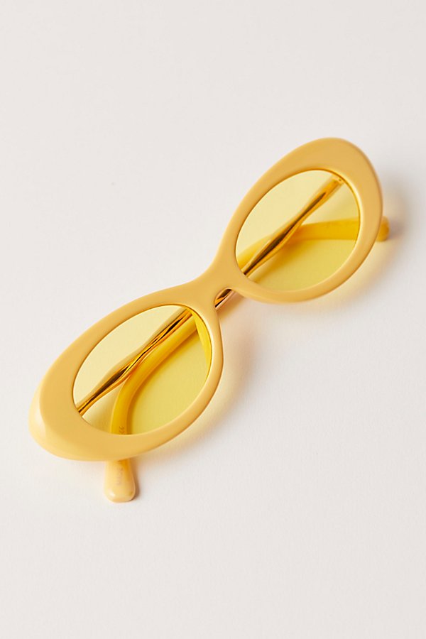 Free People Ivory Slim Oval Sunglasses with Gold Trim Spencer Round Sunglasses | Free People main image 3