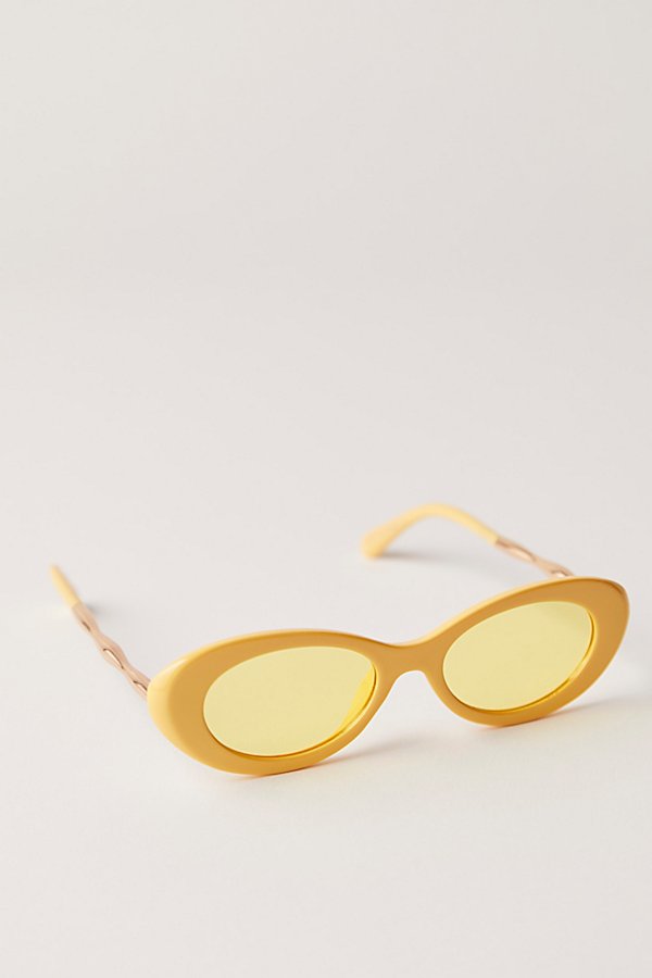 Free People Ivory Slim Oval Sunglasses with Gold Trim Spencer Round Sunglasses | Free People main image 2