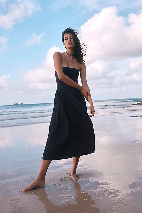 onda drop waist dress Onda Drop-Waist Tube Midi Dress by free-est at Free People in Brown, Size: XL