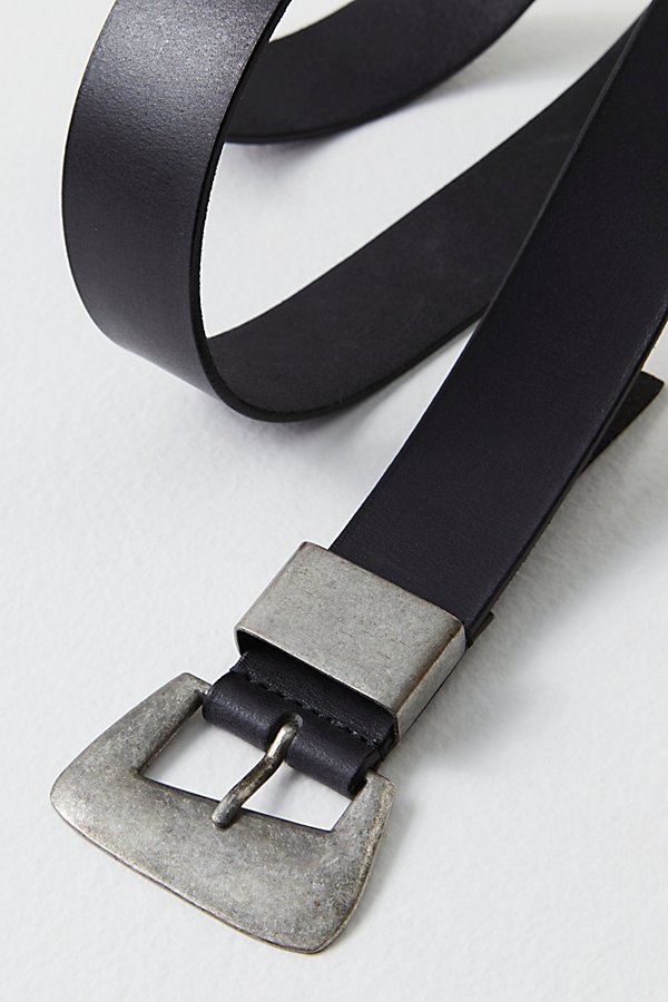 free people Black Silver Tone Buckle Genuine Buff Leather Belt Free People Leather Belts for Women for sale | eBay main image 4