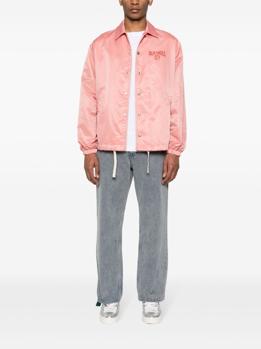 PALM ANGELS Logo Print Gabardine-Weave Jacket