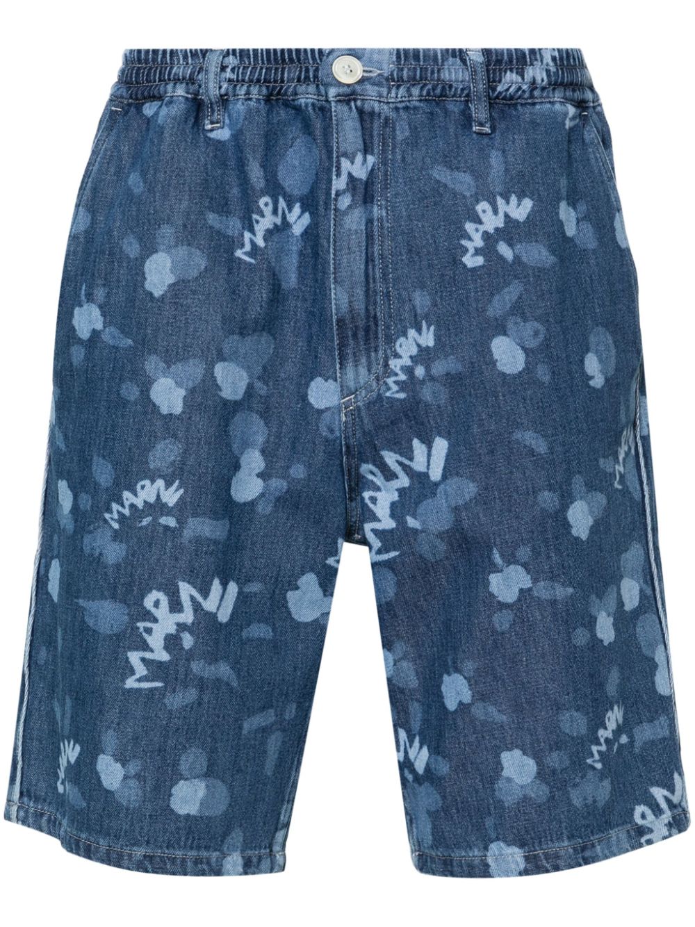 MARNI Marni all-over logo-print denim shorts