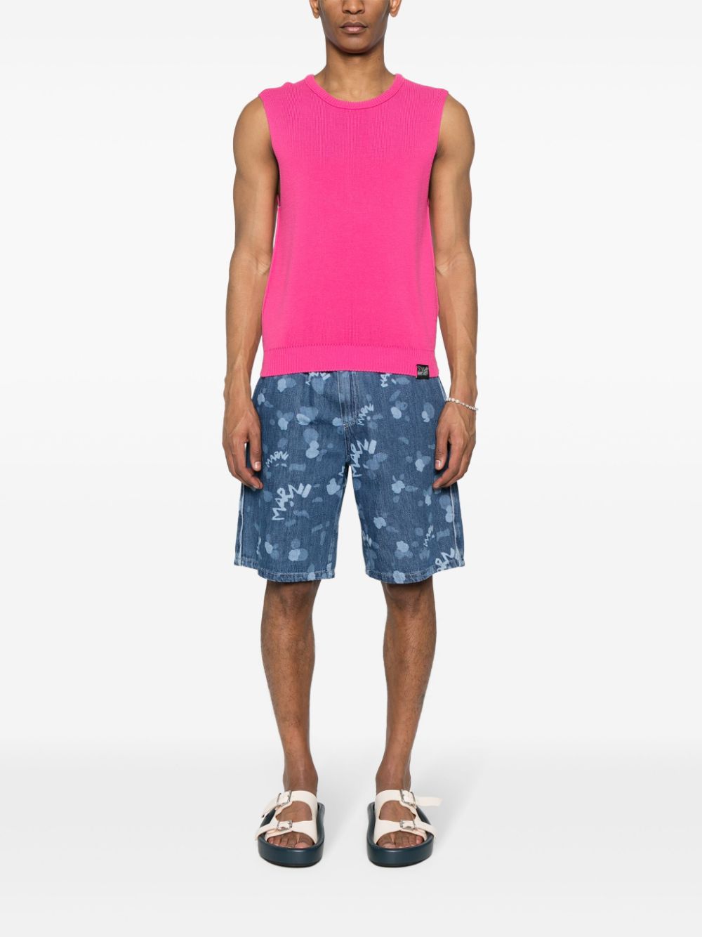 MARNI Marni all-over logo-print denim shorts