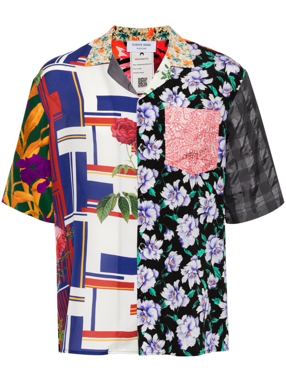MARINE SERRE Marine Serre Regenerated Silk Patchwork Straight-Leg Trousers