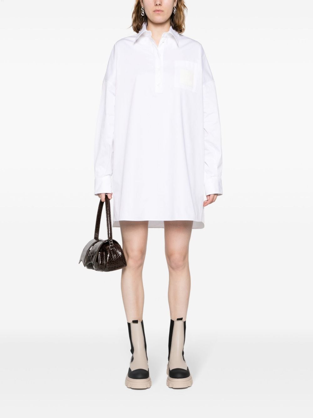 MOSCHINO Logo-Patch Cotton Shirtdress