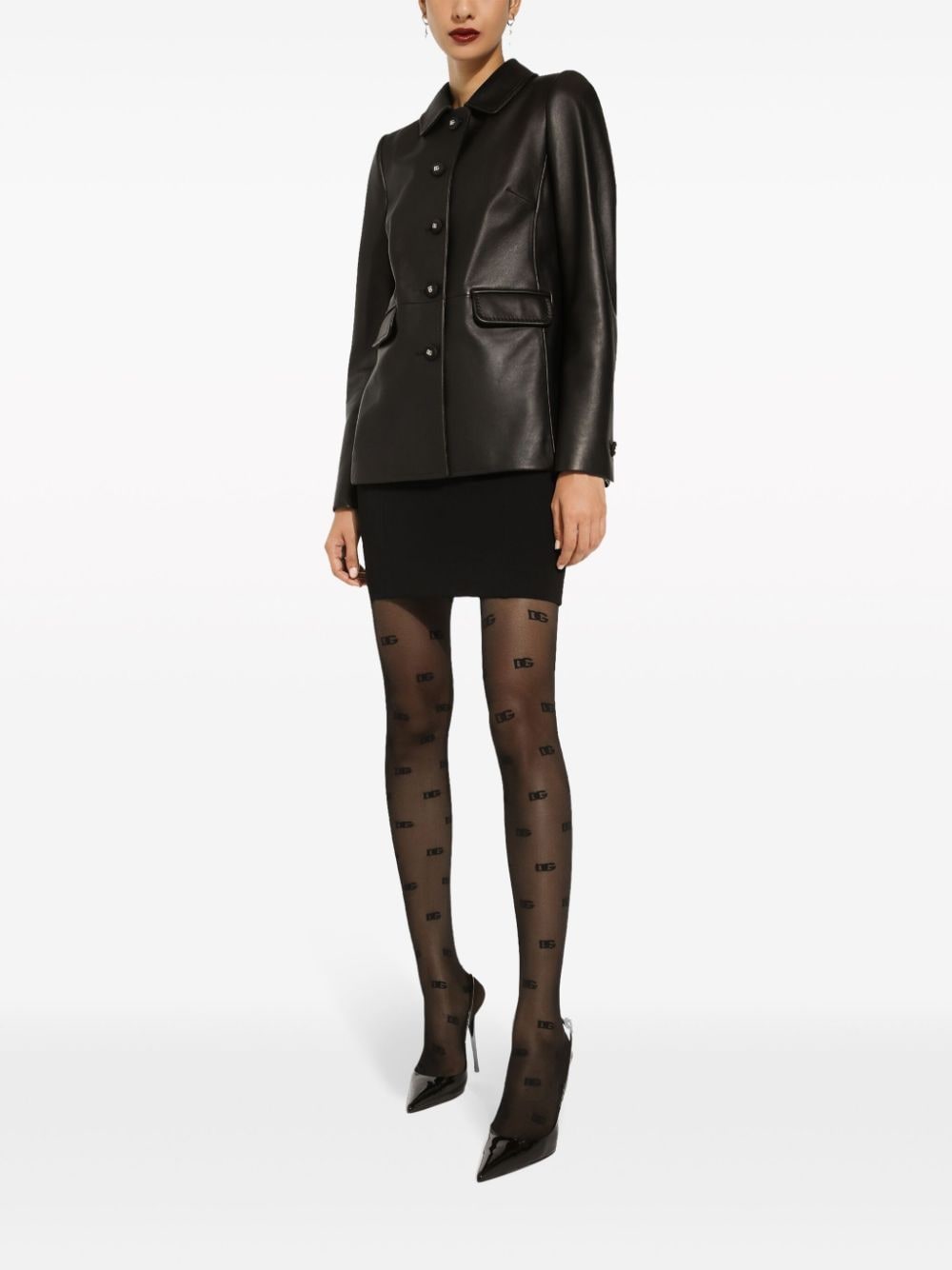 DOLCE & GABBANA Dolce & Gabbana Button-Embossed Leather Jacket