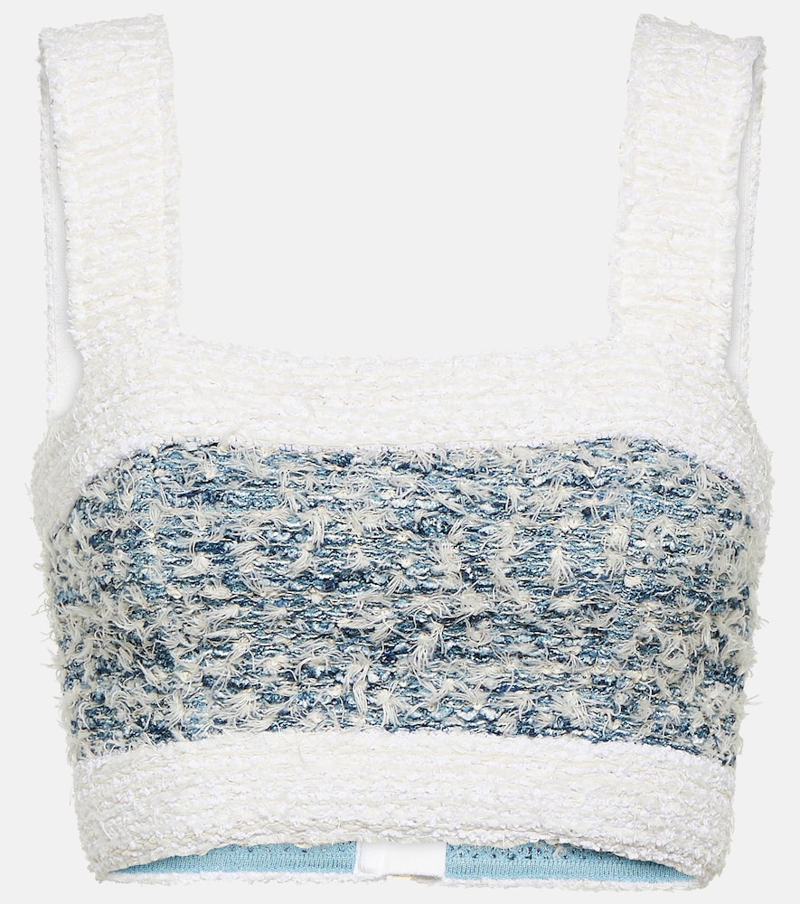 BALMAIN Balmain Tweed Denim Cropped Top