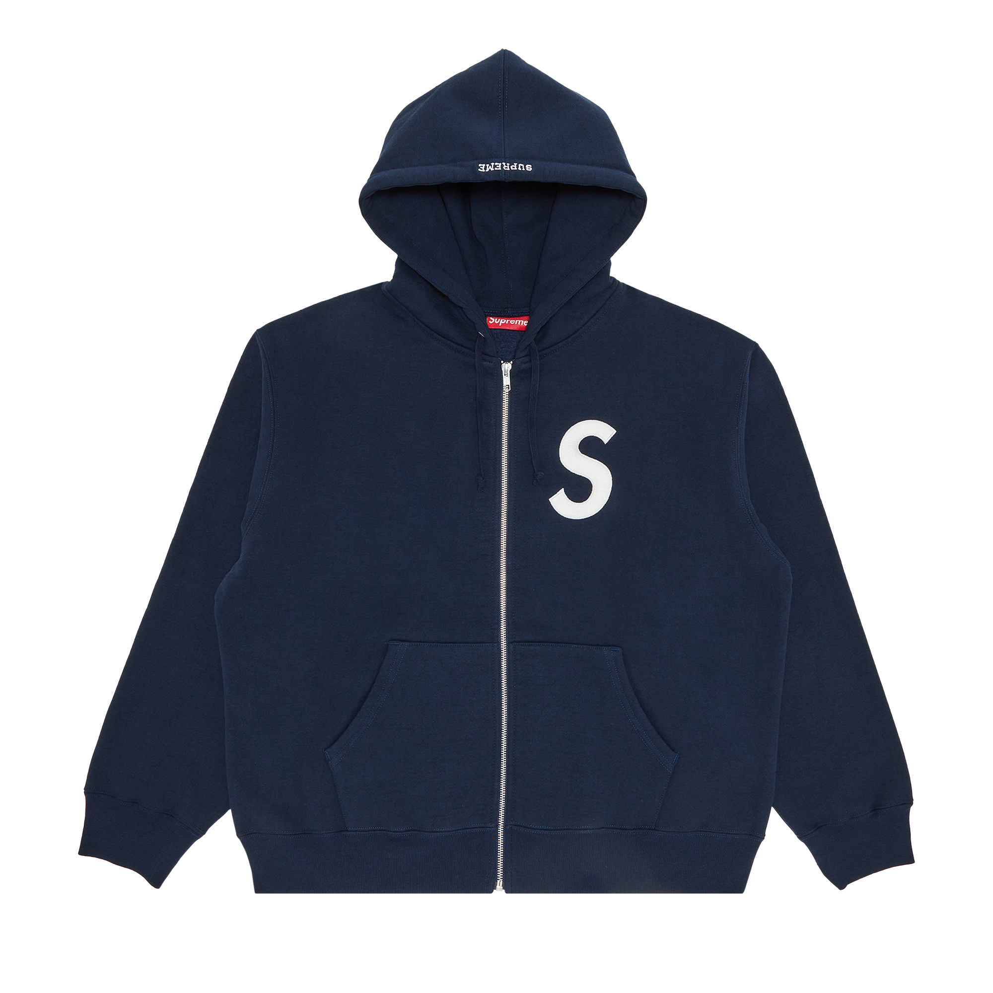 Supreme Logo Zip Up Hooded Sweatshirt - Blue | Editorialist