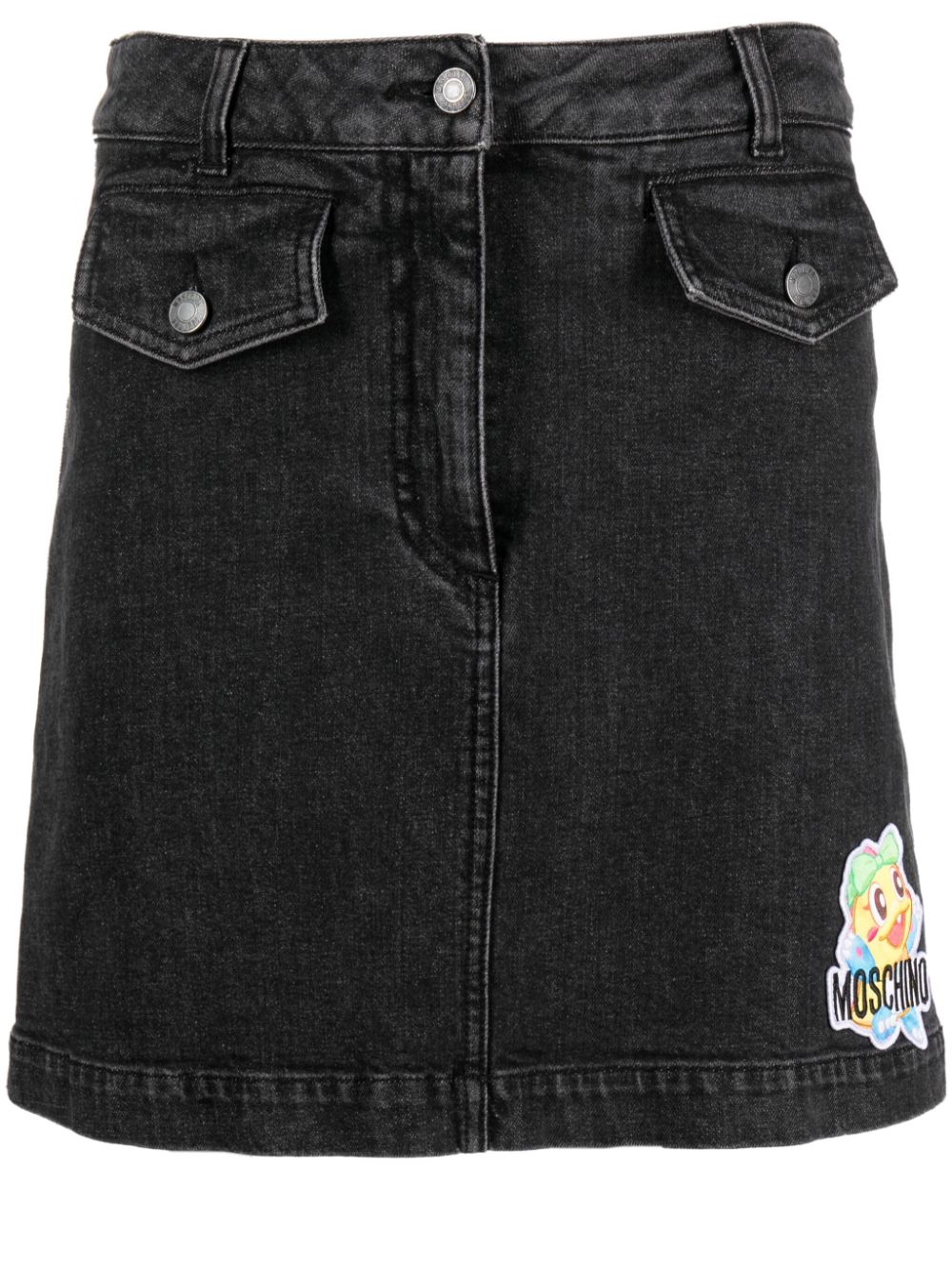 MOSCHINO Moschino Cartoon-Embroidered A-Line Denim Skirt
