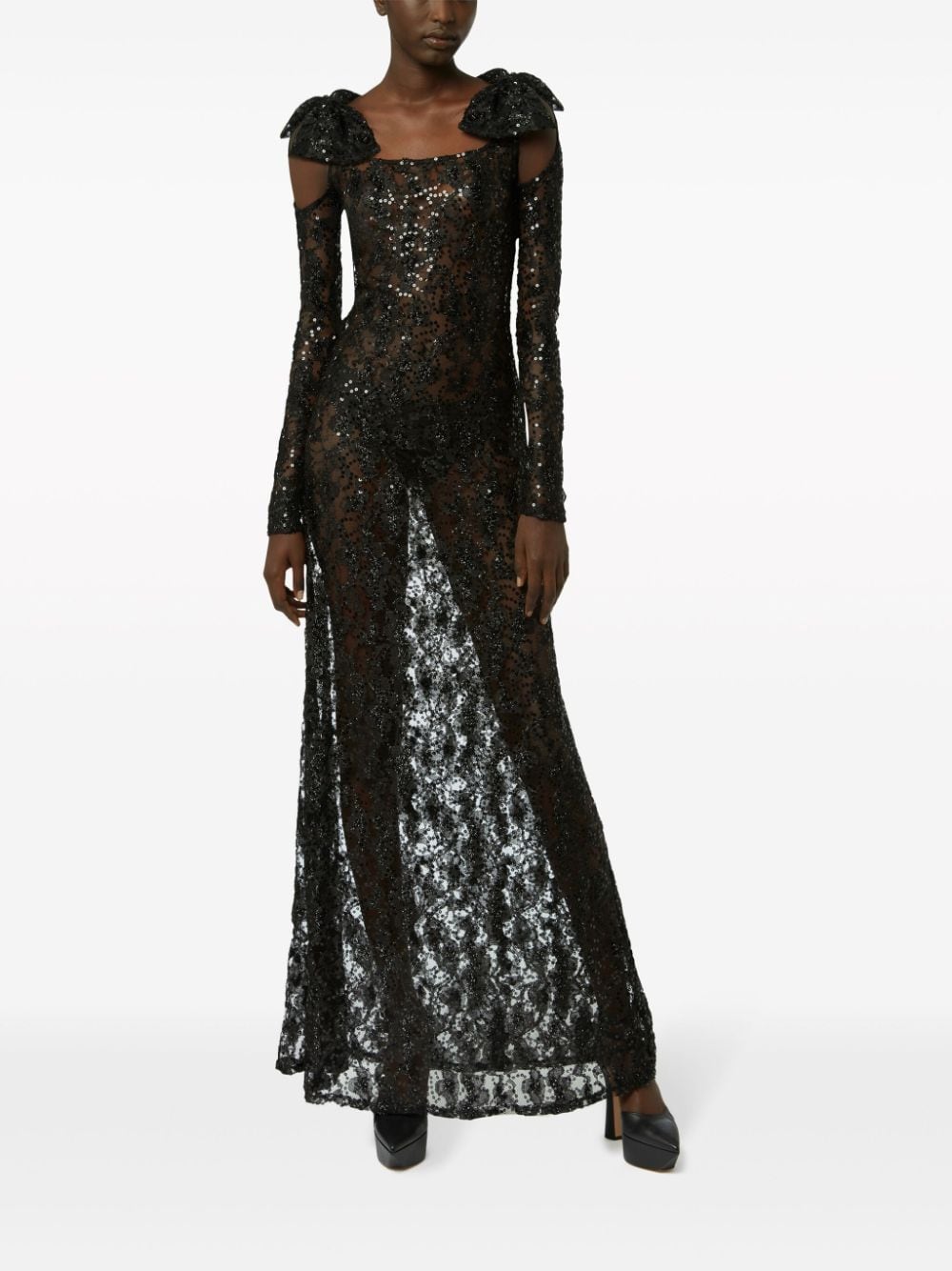 NINA RICCI Nina Ricci Bow-Embellished Lace Gown