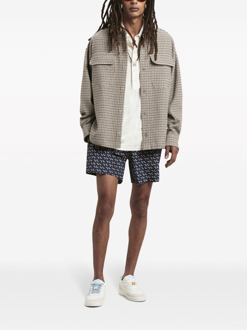 PALM ANGELS logo-print checked overshirt