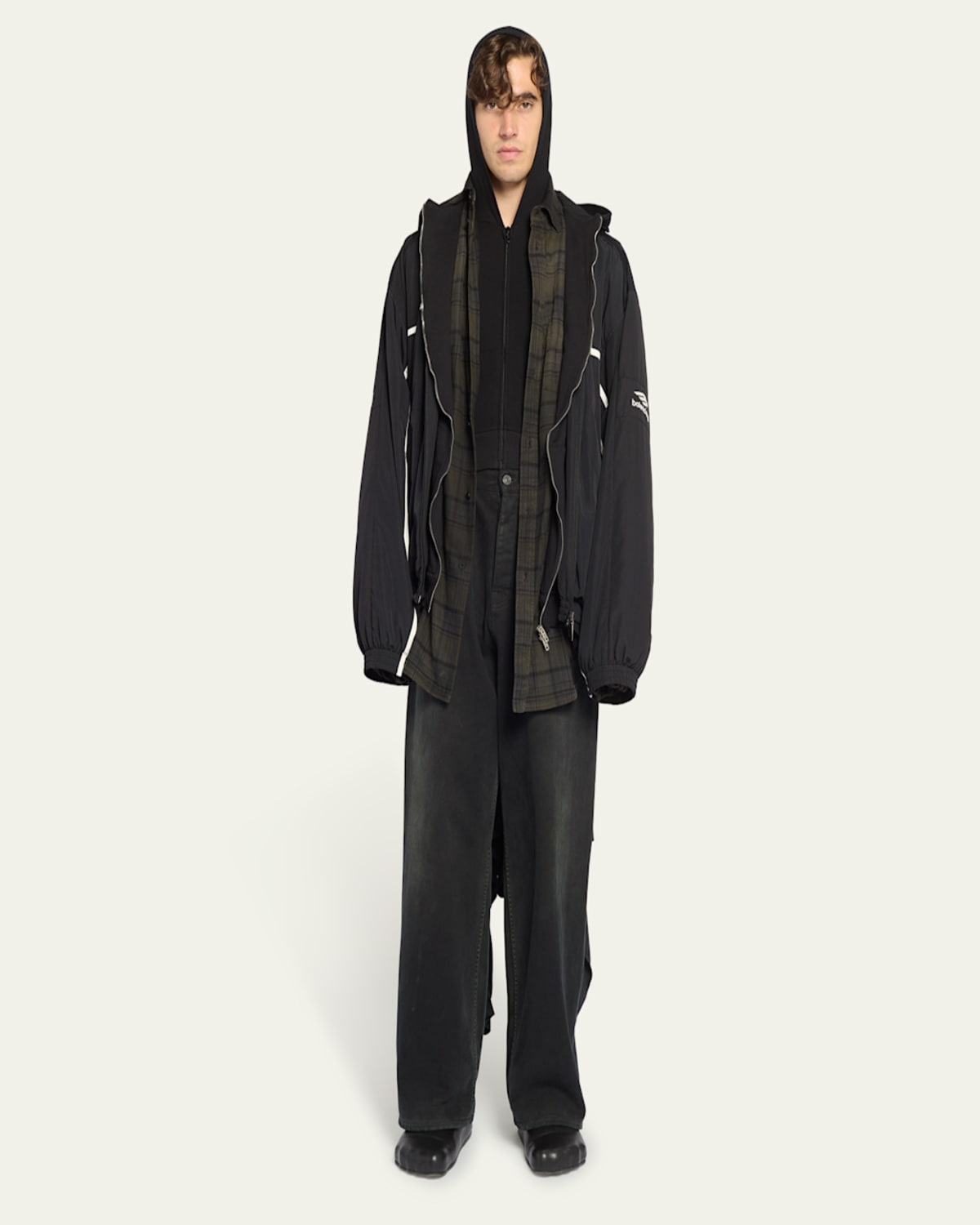 Balenciaga 3b Sports Icon Layered Tracksuit Jacket - Noir 