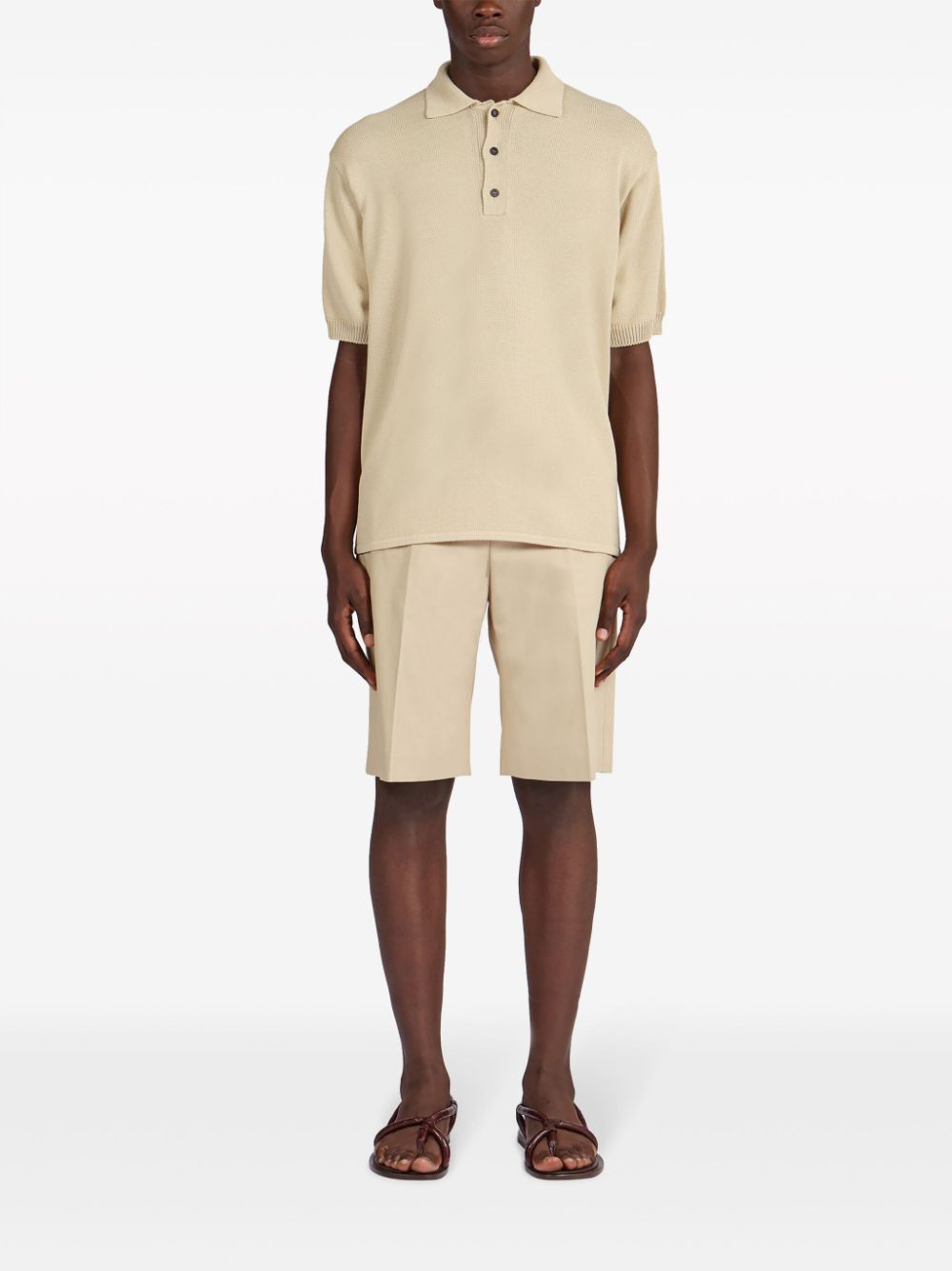 SALVATORE FERRAGAMO logo-plaque knitted polo shirt