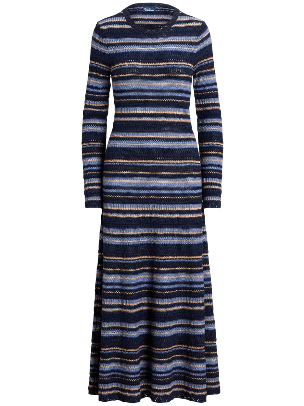 Ralph Lauren Stripe-Pattern Knitted Dress In Blue - 50% Off | Editorialist