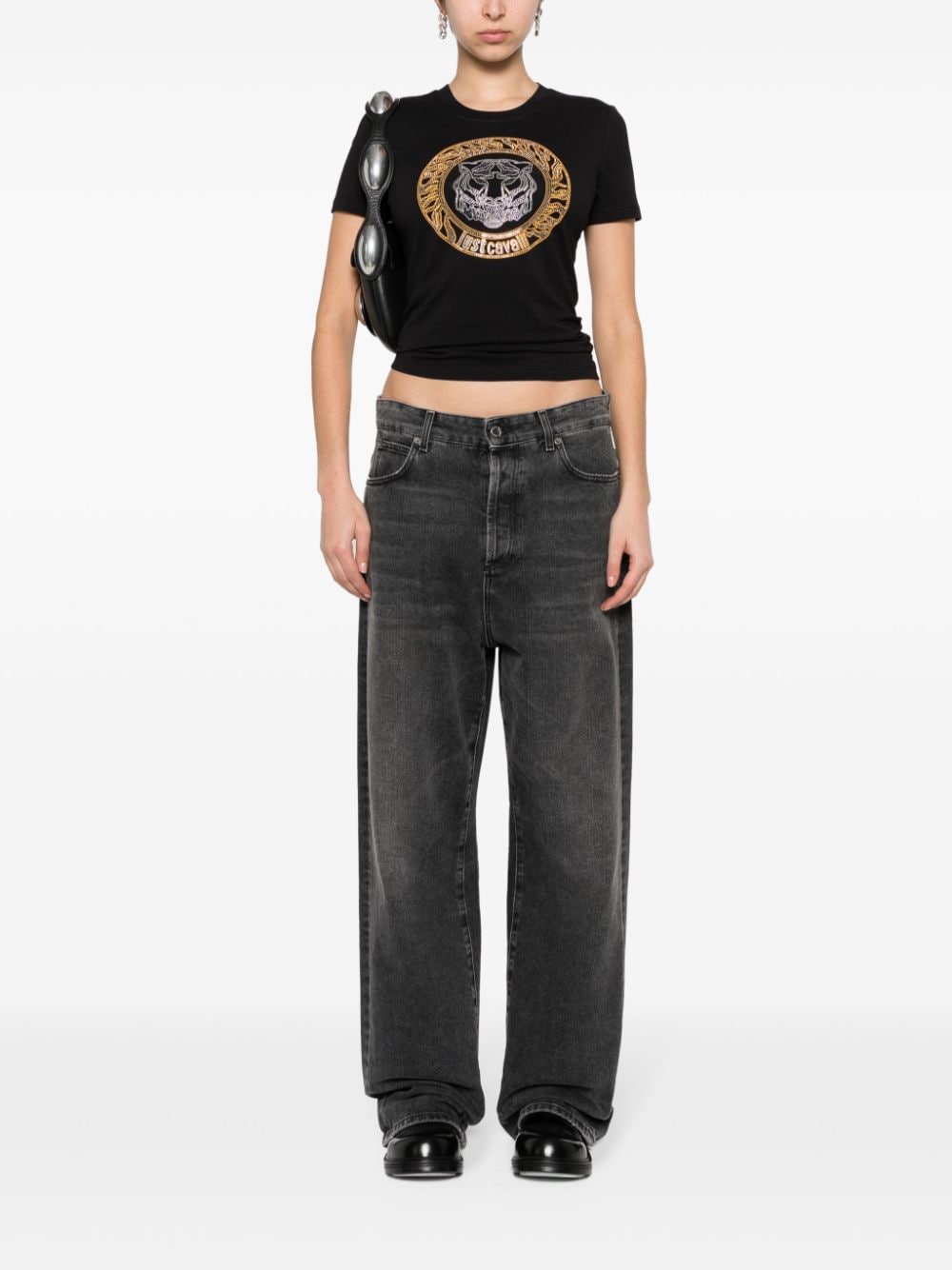 JUST CAVALLI Just Cavalli Rhinestone-Embellished Logo T-Shirt