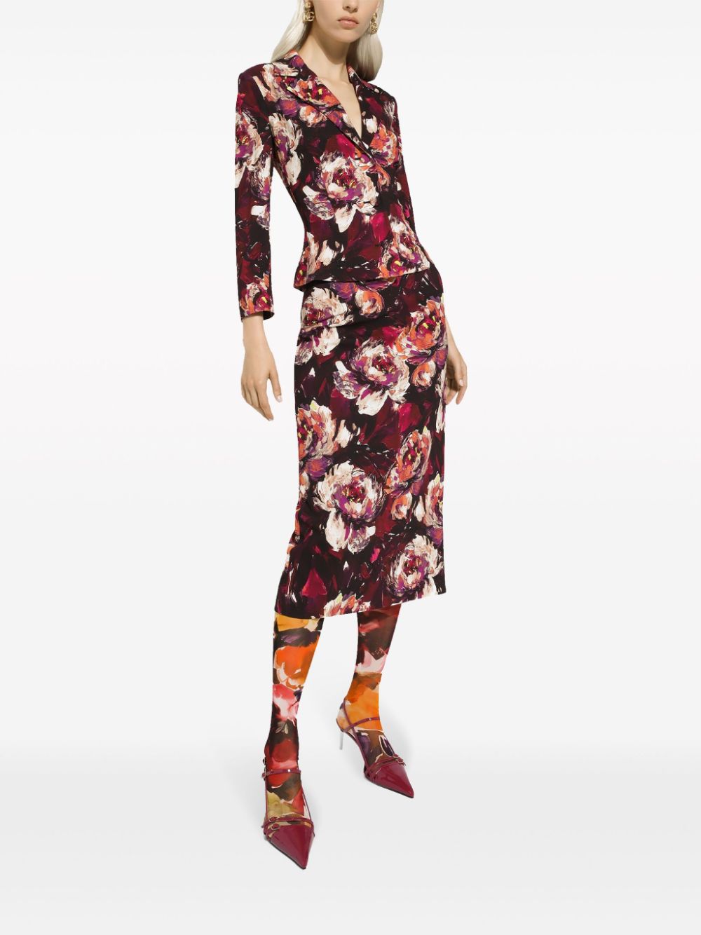 DOLCE & GABBANA Dolce & Gabbana Floral-Print Fitted Blazer