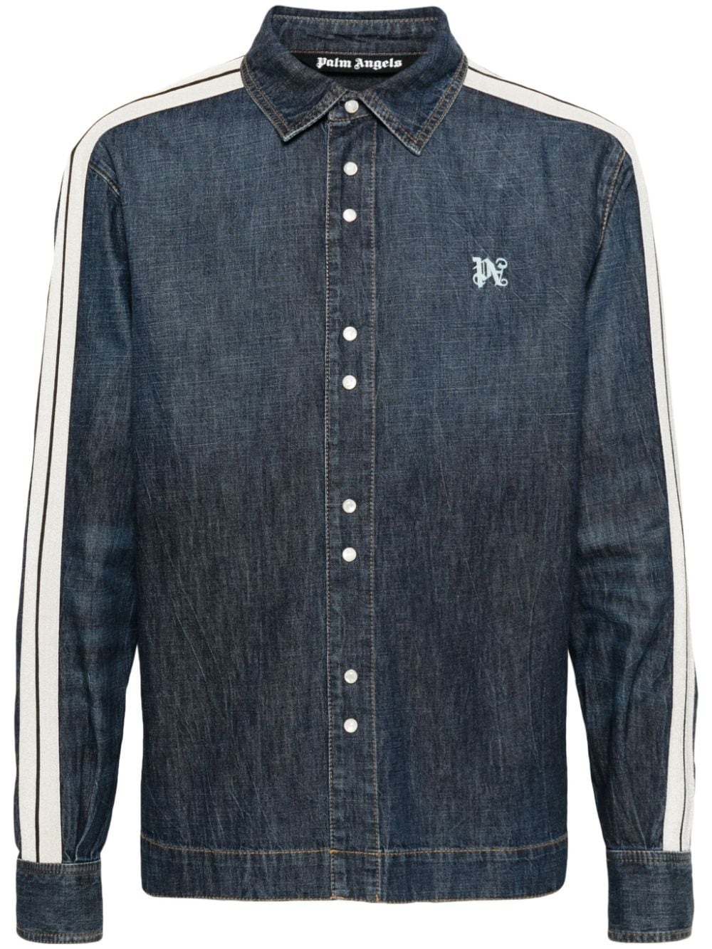 PALM ANGELS Monogram-Embroidered Denim Track Jacket