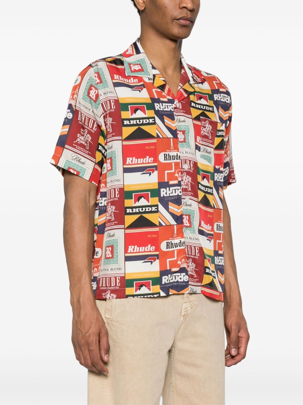 rhude cigarette shirt Red Hawaiian Rhude Crafted from 100% silk Rhude Rhude Marlboro Cigarette Hawaiian