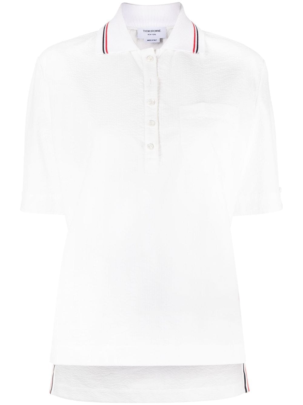 THOM BROWNE Thom Browne RWB-Stripe Seersucker Polo Top
