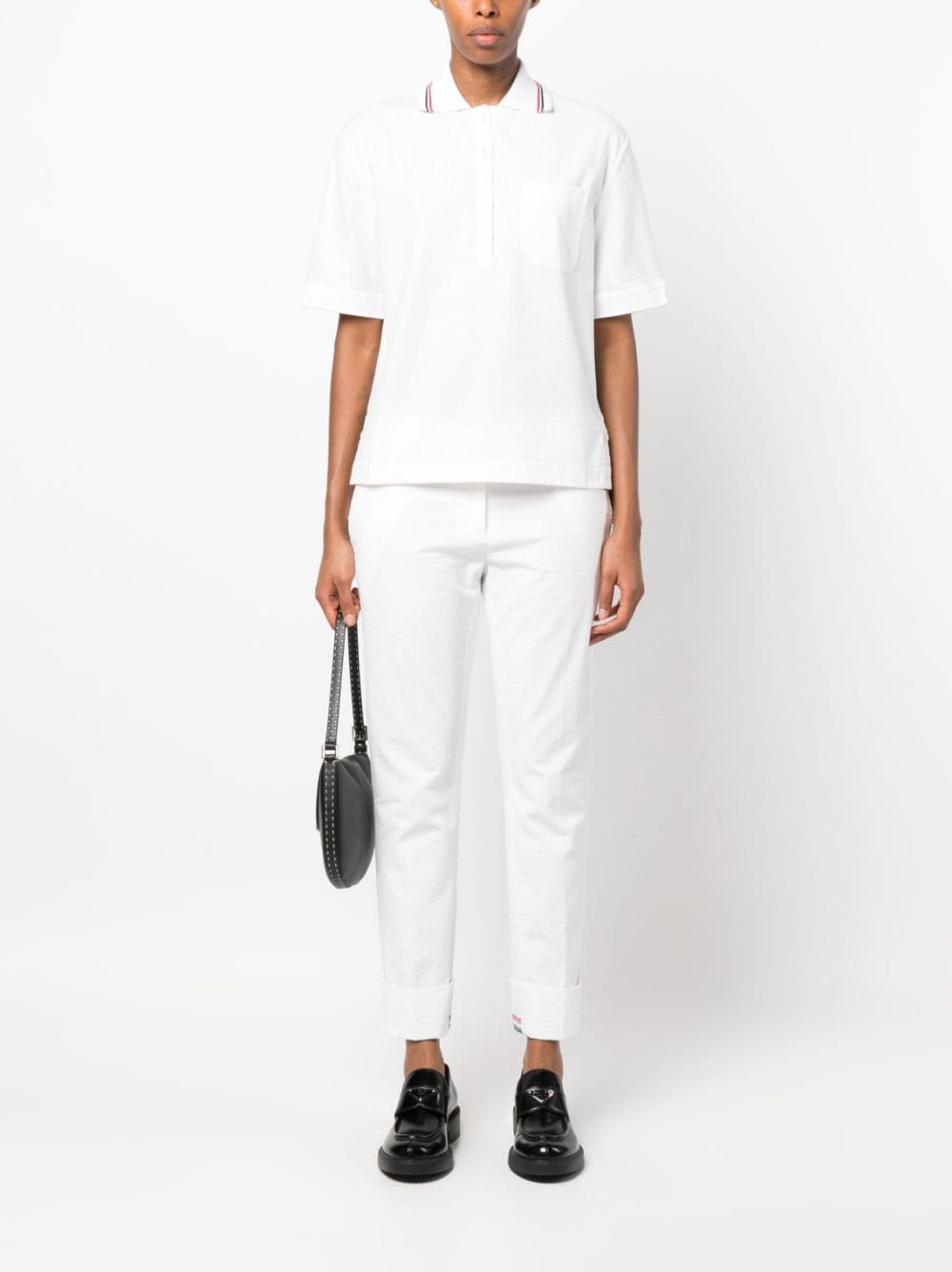 THOM BROWNE Thom Browne RWB-Stripe Seersucker Polo Top