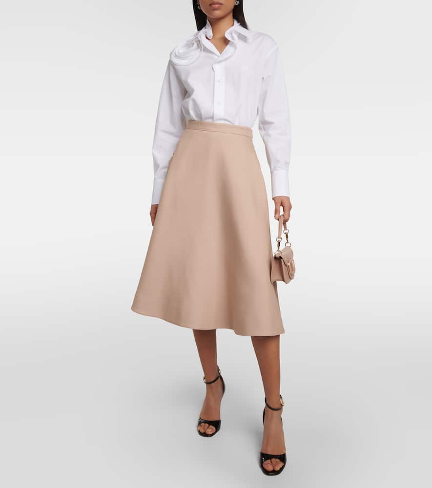 VALENTINO Valentino VGold Crêpe Couture Midi Skirt