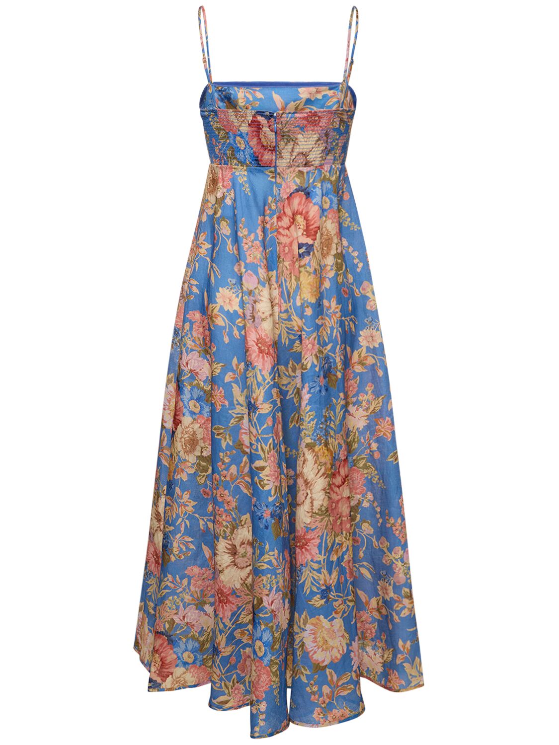 knee length dresses for ladies Everley Plunge Midi Dress Green Watercolour Floral  blueandcream