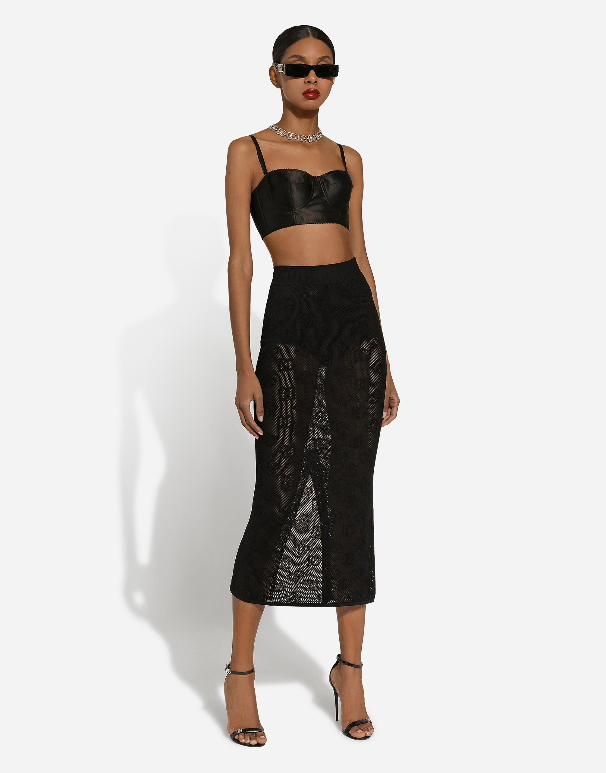DOLCE & GABBANA Dolce & Gabbana Jacquard Logo Pencil Skirt