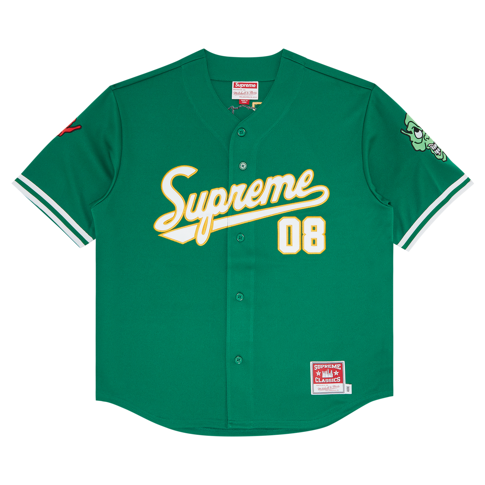 Supreme X Mitchell & Ness Satin Baseball Jersey - Green | Editorialist