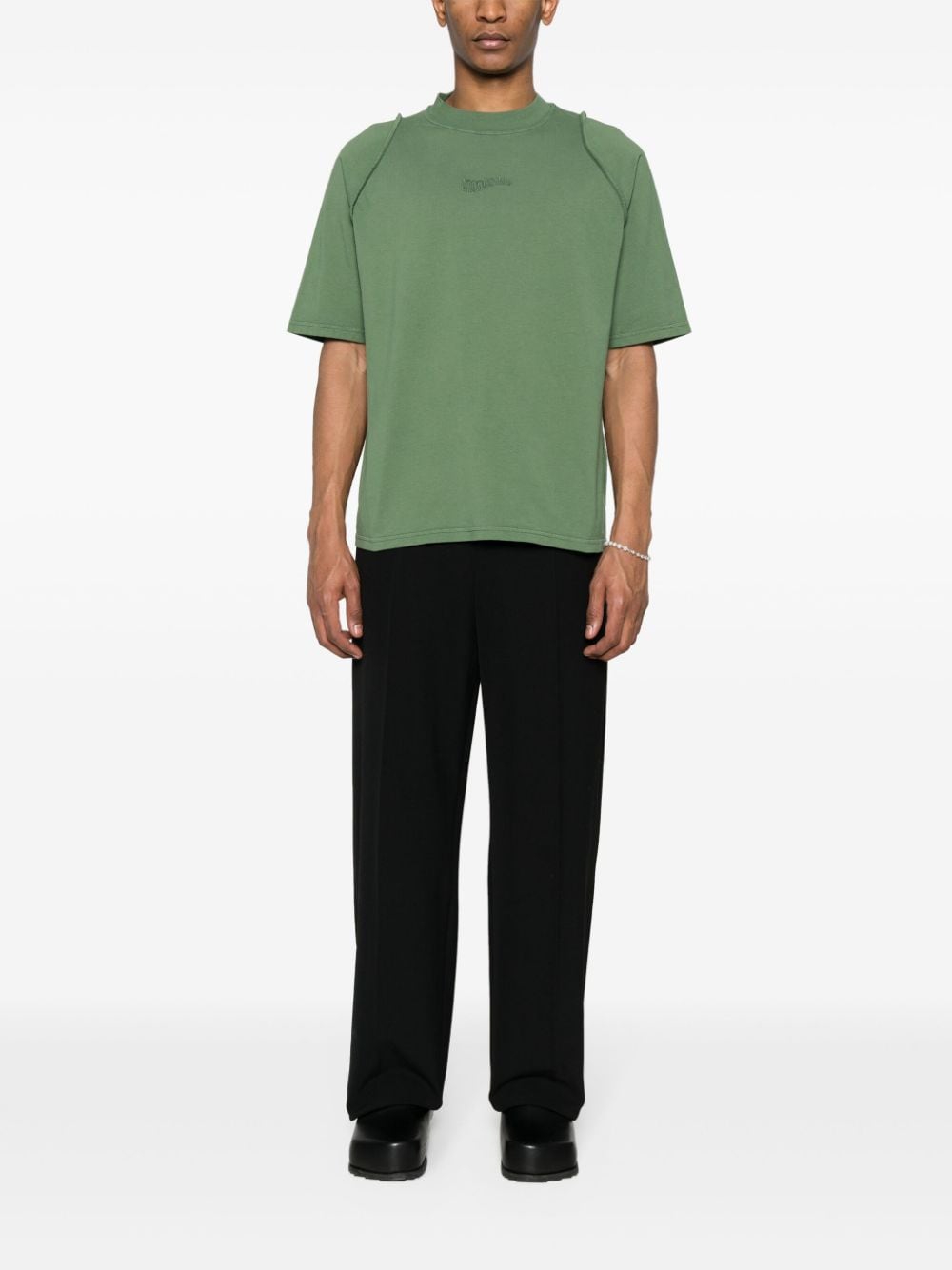 Jacquemus Le T-Shirt Camargue Logo-Embroidered Top In Green - 30 