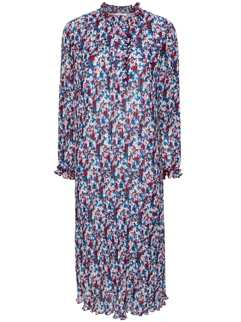 Ganni Pleated Georgette Long Dress - Sweet Lilac | Editorialist