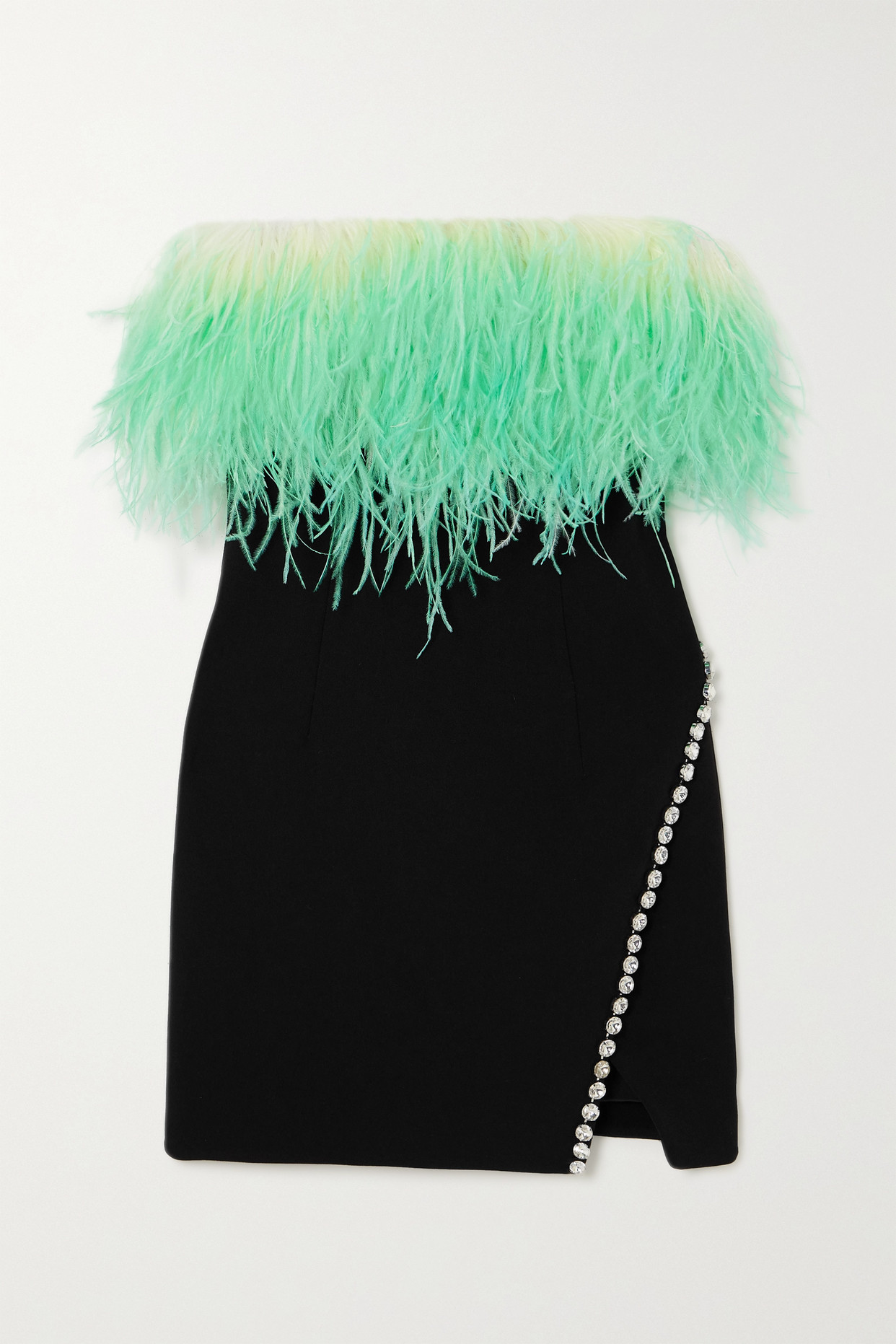 Cult Gaia Reeves Feather-Trimmed Embellished Crepe Mini Dress In Green -  35% Off | Editorialist