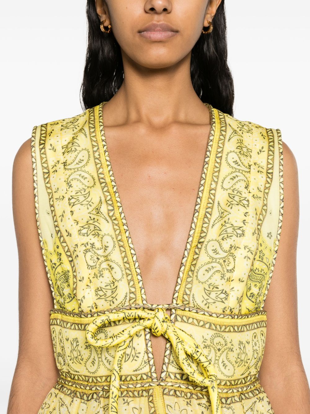Zimmermann Bandana Print Linen-Blend Dress In Yellow 19% Off