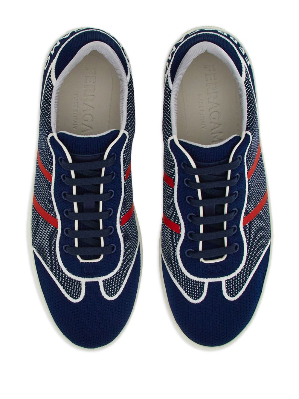 Ferragamo Logo-Embroidered Panelled Sneakers In Blue - 50  display picture 2