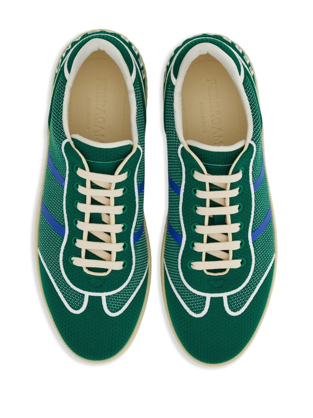 Ferragamo Logo-Embroidered Panelled Sneakers In Green - 59  display picture 1