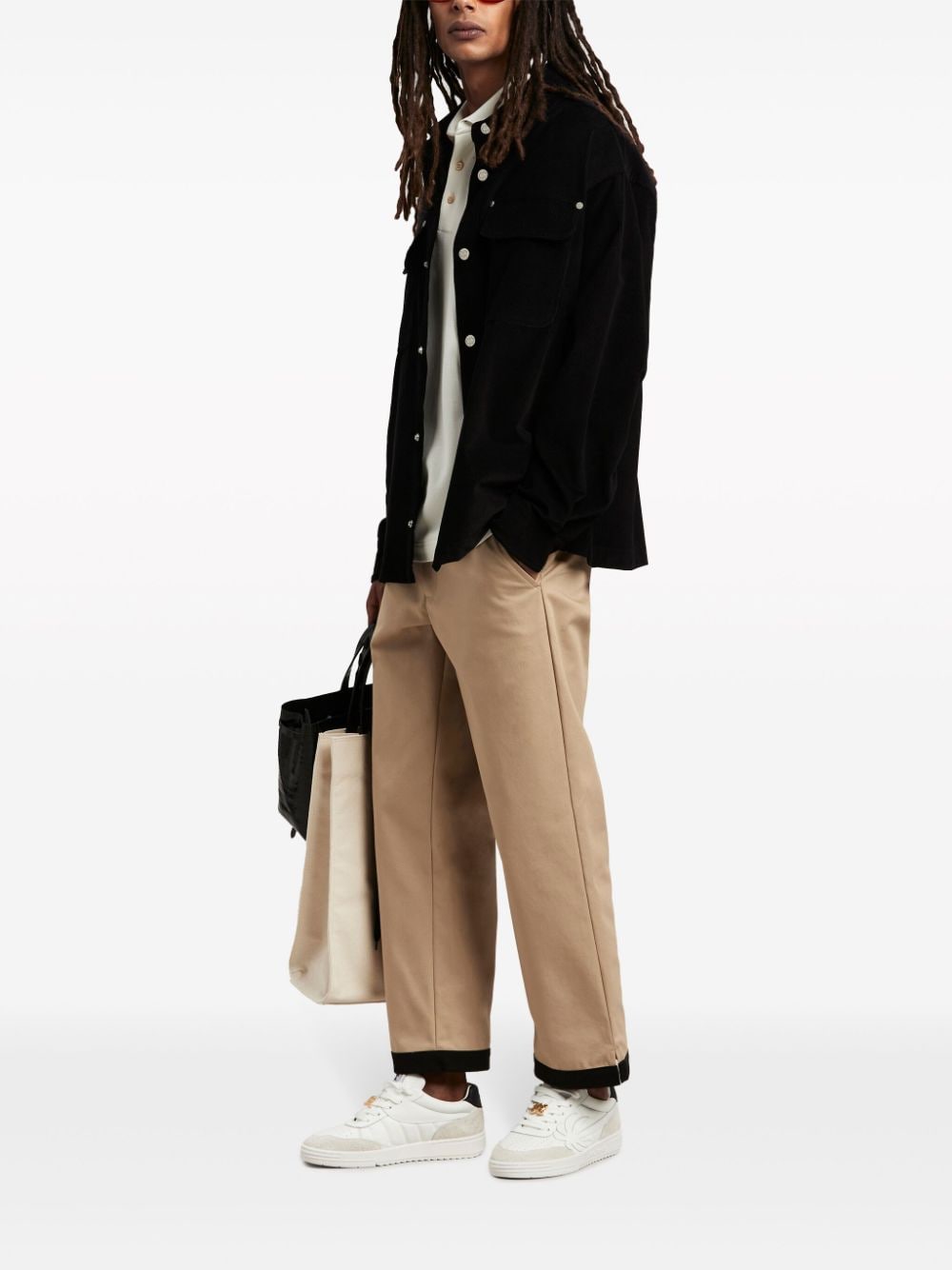 PALM ANGELS logo-print velvet overshirt