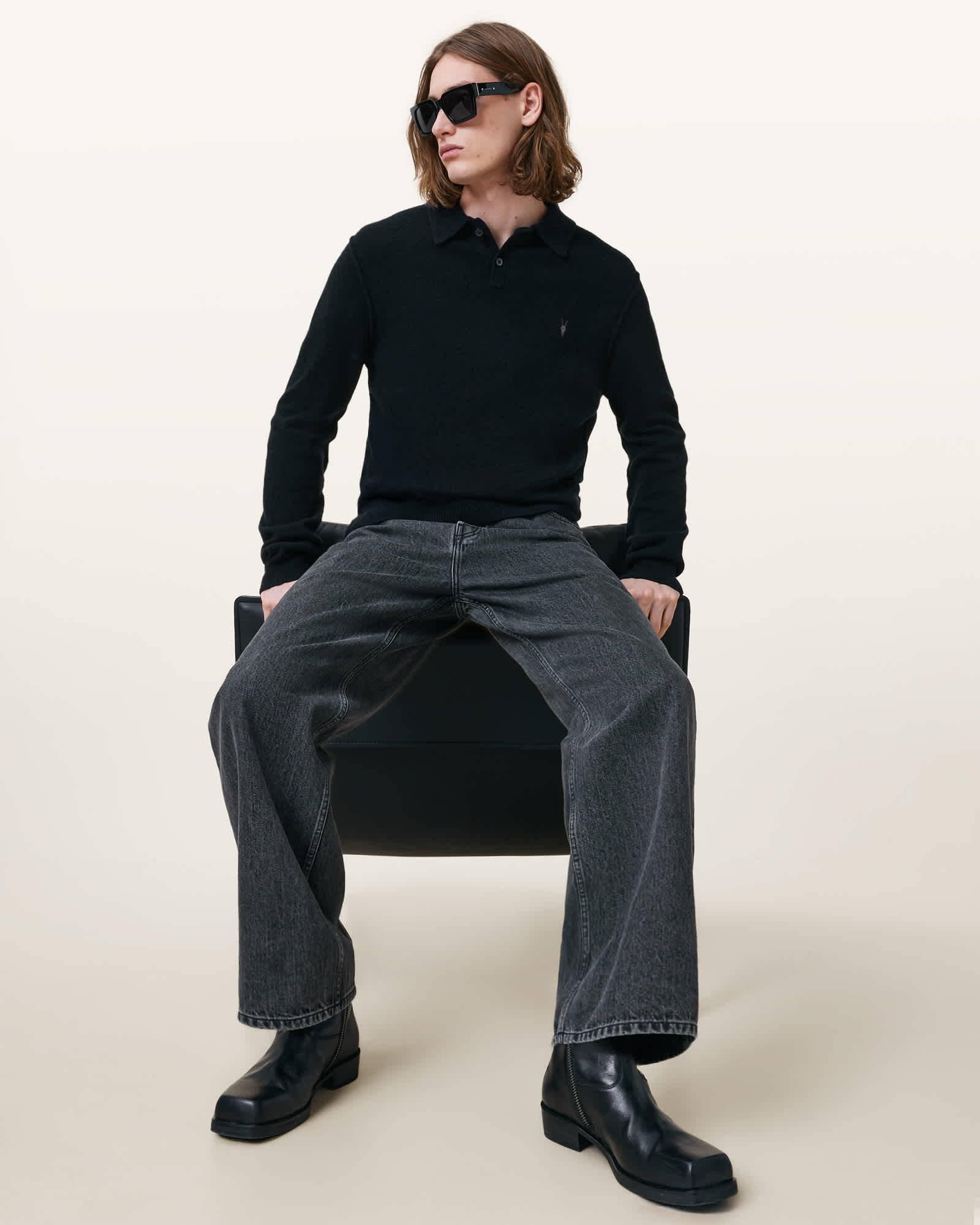 ALLSAINTS AllSaints Statten Long Sleeve Polo Sweater
