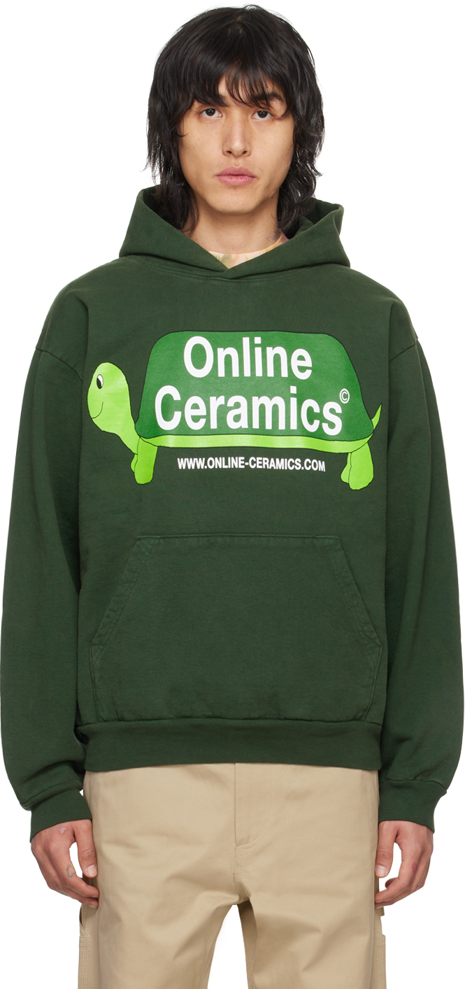 Online Ceramics Green Long Turtle Hoodie In Ivy - 37% Off