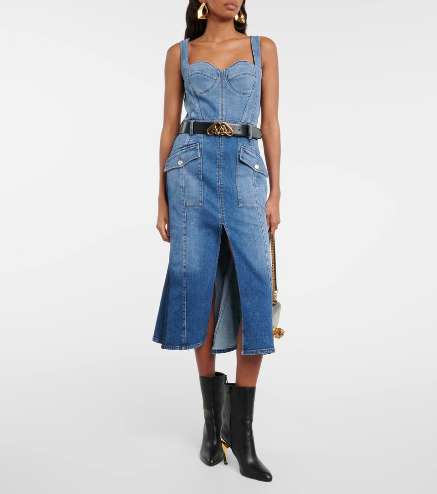 alexander mcqueen denim dress Corset Midi - Blue Crafted in Italy from durable denim Alexander McQueen by Sarah Burton