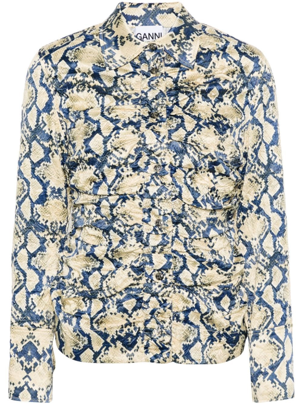 GANNI GANNI Snake-Print Satin Shirt