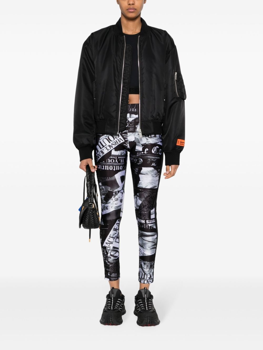 VERSACE magazine-print leggings