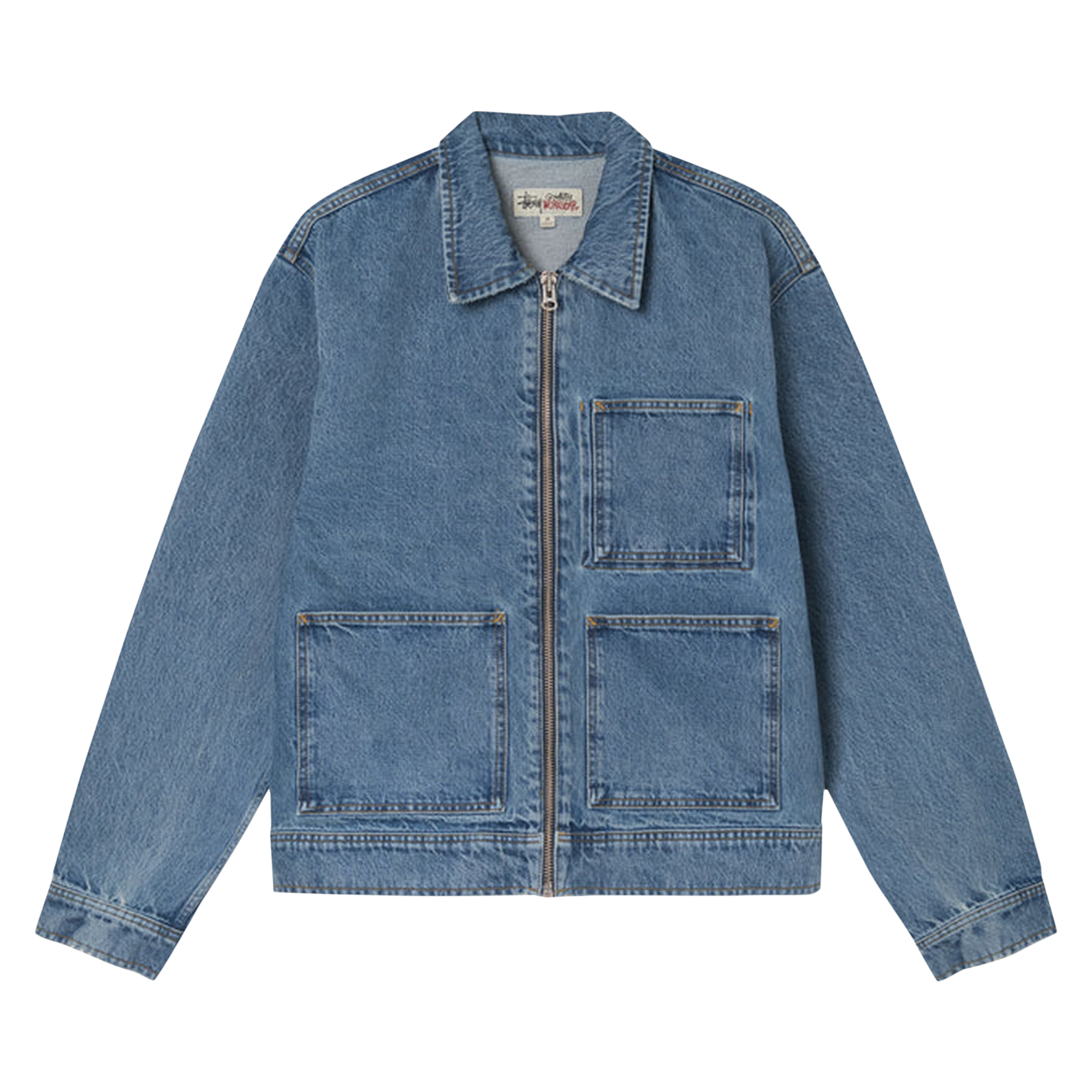StüSsy Ss-Link Zip Work Jacket In Blue | Editorialist