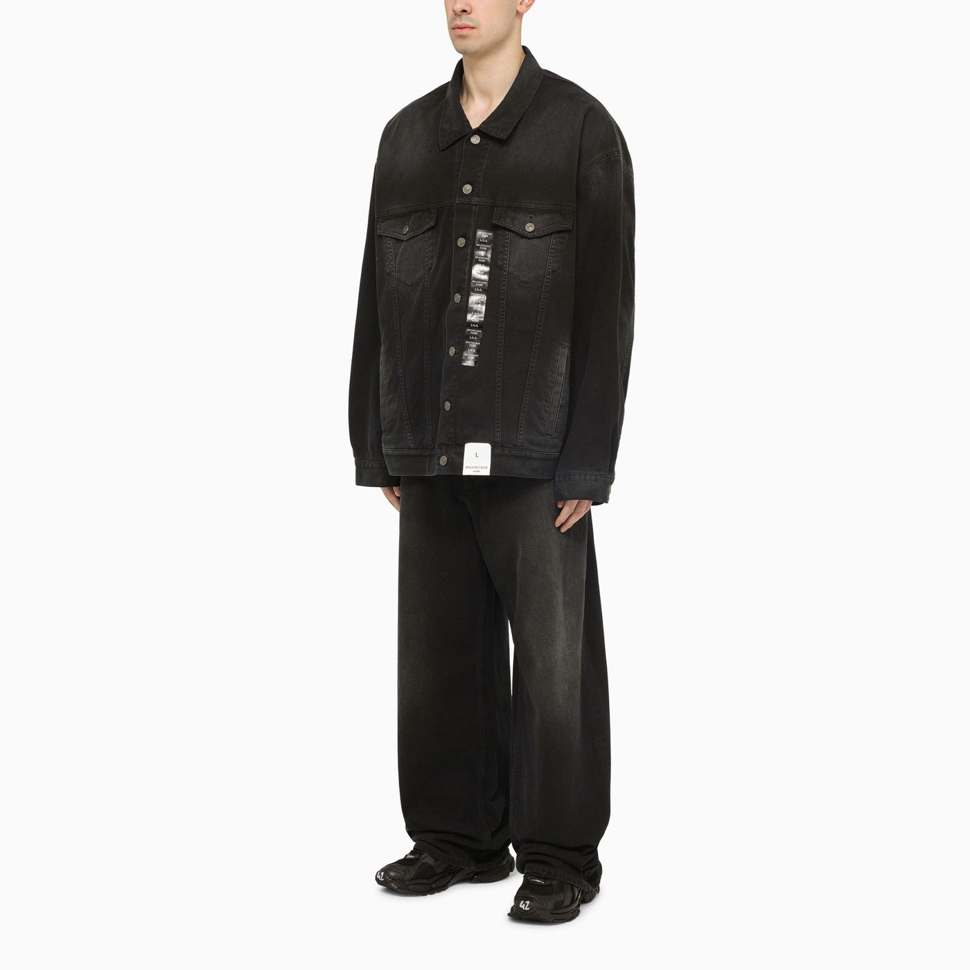 Balenciaga Denim Jacket With In Black - 43% Off | Editorialist