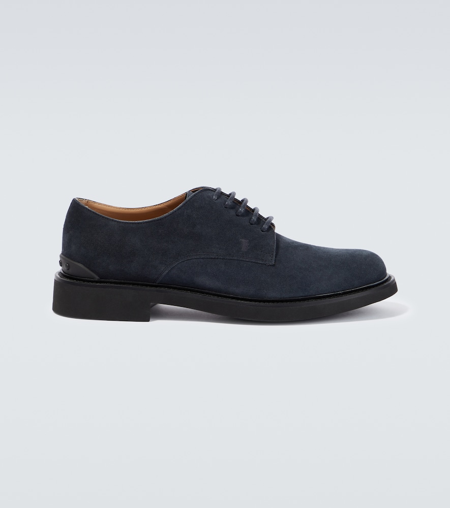 NEW TOD\'S men\'s derby lace-up casual shoes in blue suede Tod main image 3