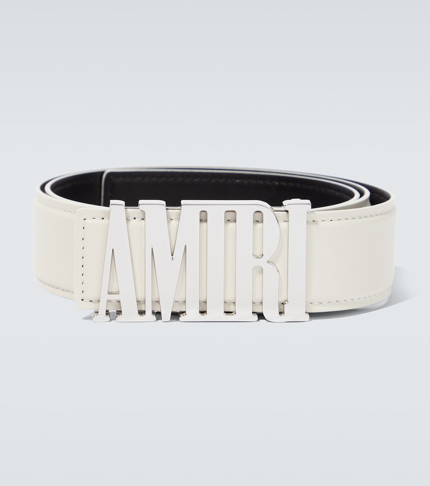 Amiri Logo Leather Belt In White - 40% Off | Editorialist