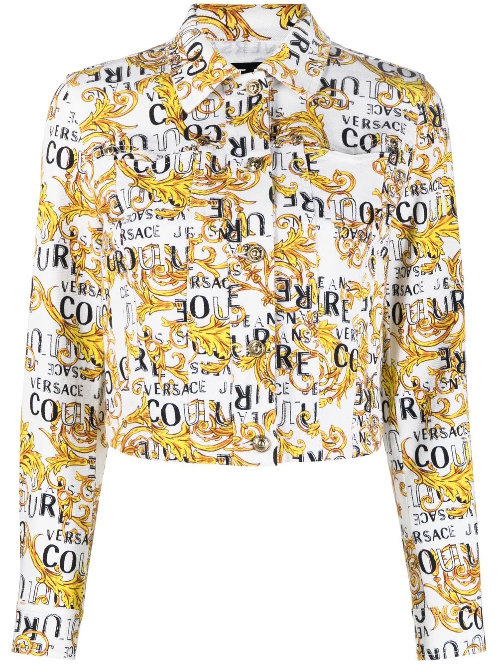 VERSACE Versace Jeans Couture Logo-Print Cropped Jacket
