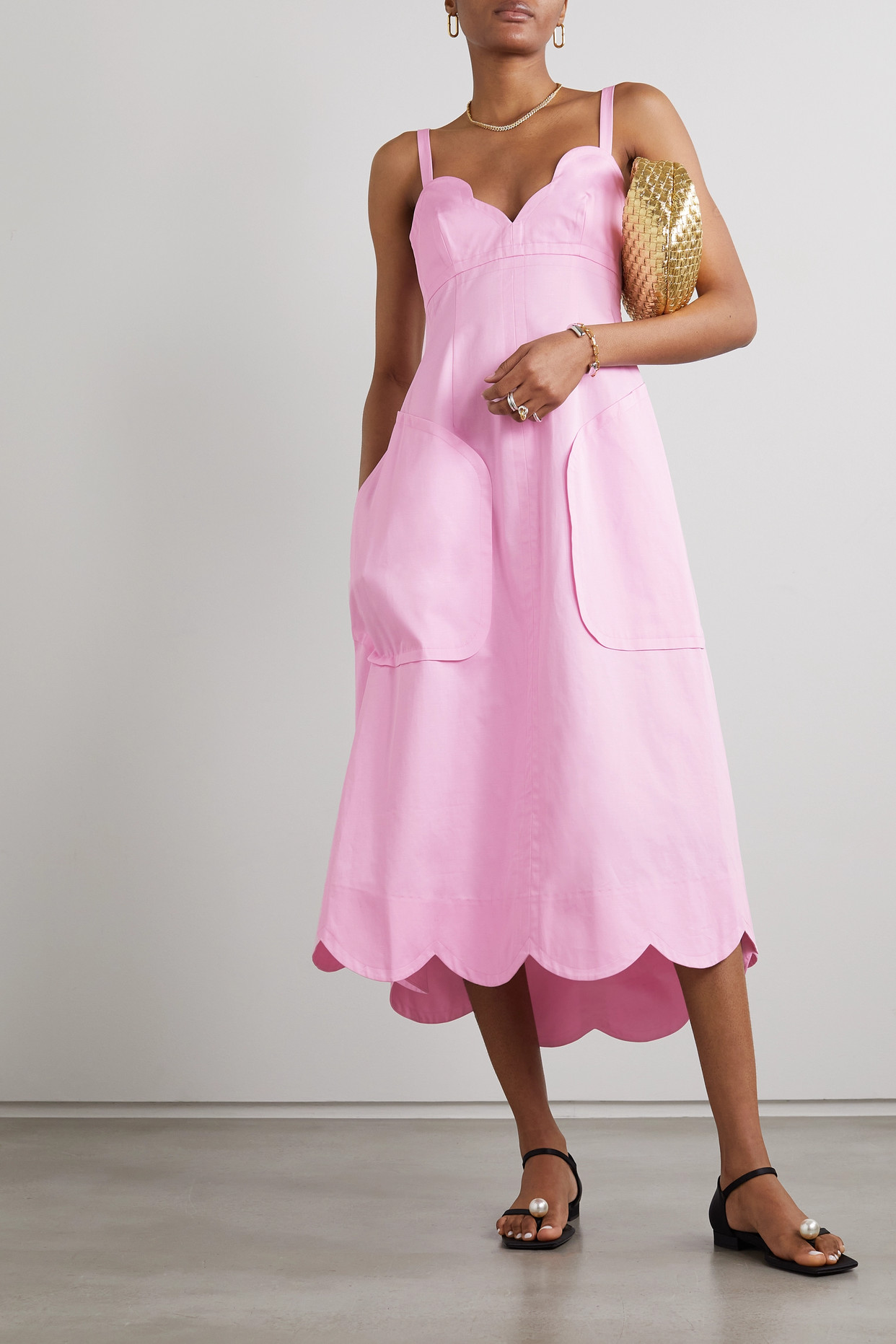 chinese dress ladies Oroton Contrast 3D Flower Linen Mini Dress